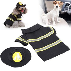 Canvas Pet Dog Firefighter Clothes, Dog Firefighter Costume with Hat, Pet Halloween Puppy Dog Jacket for Festive XL