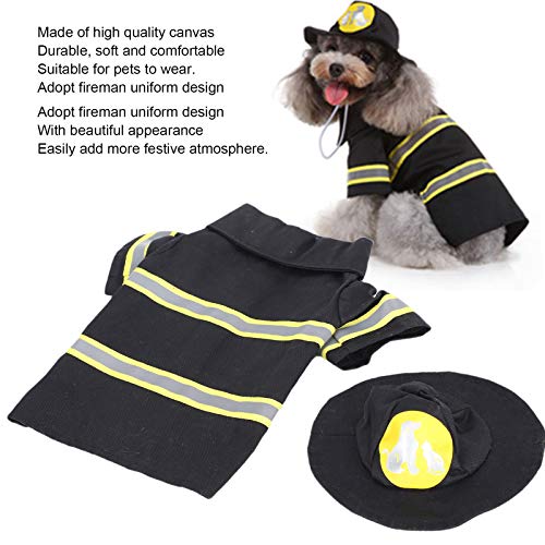 Canvas Pet Dog Firefighter Clothes, Dog Firefighter Costume with Hat, Pet Halloween Puppy Dog Jacket for Festive XL