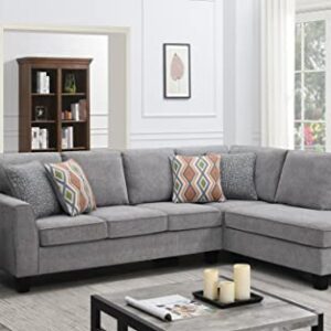 112" Wide Large Modern Upholstered L-Shaped Sectional Sofa with 4 Cushions, Modern Tufted Micro Cloth Couch with Soft Memory Foam Seats, 5 Seater Sofa - Light Grey - Oliver & Smith