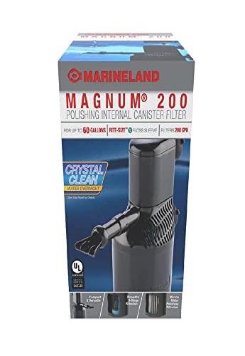 MarineLand Magnum 200 Polishing Internal Canister Filter for 60 Gallons, Crystal Clean Water