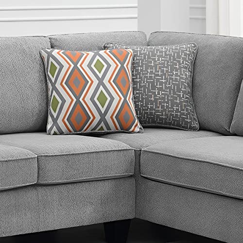 112" Wide Large Modern Upholstered L-Shaped Sectional Sofa with 4 Cushions, Modern Tufted Micro Cloth Couch with Soft Memory Foam Seats, 5 Seater Sofa - Light Grey - Oliver & Smith