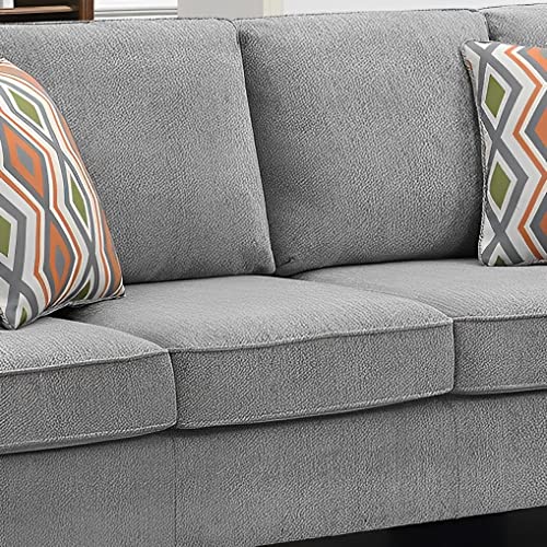 112" Wide Large Modern Upholstered L-Shaped Sectional Sofa with 4 Cushions, Modern Tufted Micro Cloth Couch with Soft Memory Foam Seats, 5 Seater Sofa - Light Grey - Oliver & Smith