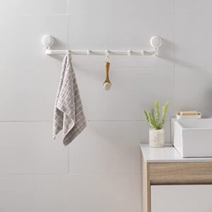 ZWTNBFST Bath Towel Bar with Transportable Hooks Waterproof Drill-Free Suction Cup Towel Rack Wall Mounted Removable Heavy Duty Hand Towel Holder for Bathroom Kitchen