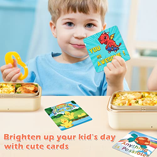 Lunch Box Note for Kids Kindergarten,School Lunch Accessories for Kids-100 Cute Encouragement,Positive Affirmation Cards for Boys & Girls(With DIY Blank Back),Inspirational and Motivational Lunch Note