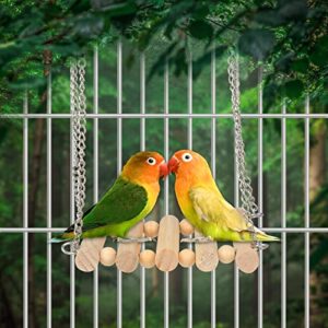 Bird Parrot Toys Swing Hanging, XUXN Bird Parrot Toys 13 Packs, Natural Wood Chewing Toy Bird Cage Toys, Parrot Hammock Bell Toys Suitable for Small Parakeets, Cockatiels, Conures, Parrots, Love Birds