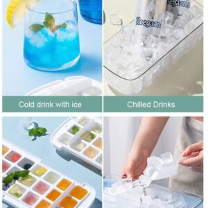 LittleStar Ice Tray with Lid and Bin-Updated Press Plate Easy Release Ice Cubes Double Layers Ice Makers For 48pcs Ice Cubes BPA Free (Blue)