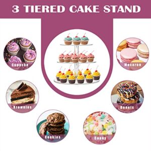 3 Tiers Round Cupcake Stand, Acrylic Cake Stand Cupcake Holder Serving Stand Macaron Display Rack Cookie Candy Buffet Desserts Platter for Baby Shower, Birthday Party, Wedding, Party by Greatstar