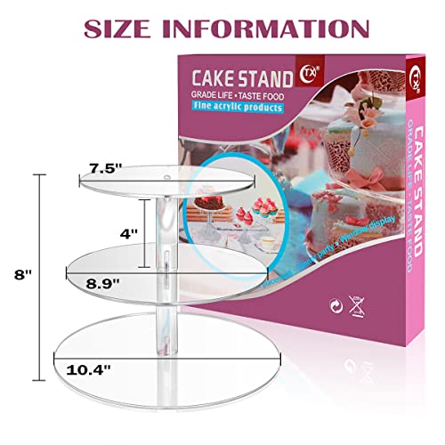 3 Tiers Round Cupcake Stand, Acrylic Cake Stand Cupcake Holder Serving Stand Macaron Display Rack Cookie Candy Buffet Desserts Platter for Baby Shower, Birthday Party, Wedding, Party by Greatstar