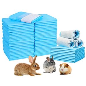 amakunft rabbit pee pads, pet toilet/ potty training pads, super absorbent guinea pig disposable diaper for hedgehog, hamster, chinchilla, cat, reptile and other small animal (20pcs-18 x13, blue)