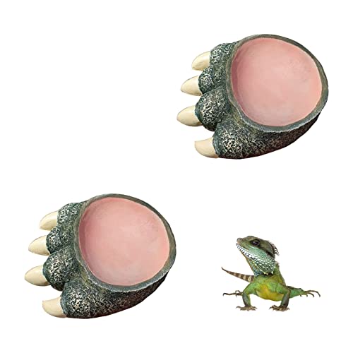 BNOSDM 2 Pack Reptile Food Bowls Amphibian Feeding Resin Dish,Reptile Tank Decor Bowl for Lizards, Chameleon, Leopard Gecko, Frog, Bearded Dragons, Snake, Hermit Crabs, Turtle Spider Pet