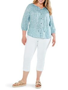 nic+zoe women's plus size in stitches top, blue multi, 3x