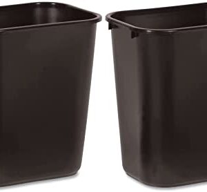 Rubbermaid Commercial Rubbermaid 295600BK Deskside Plastic Wastebasket, Rectangular, 7 gal, Black (2)