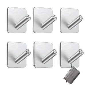 sticky hook adhesive hooks hooks for hanging wall hanger towel hooks door hooks waterproof stainless steel adhesive towel hooks bathroom adhesive hook– 6 pack