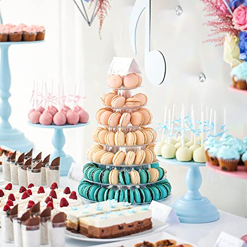 HQCHOOSE Macaron Tower Stand 10 Tier 4" - 13" Transparent Plastic Round Macaron Tower Display Stand Cupcake Cake Holder Rack Platter to Hold 230 Macarons for Wedding Birthday Party Decor