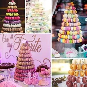 HQCHOOSE Macaron Tower Stand 10 Tier 4" - 13" Transparent Plastic Round Macaron Tower Display Stand Cupcake Cake Holder Rack Platter to Hold 230 Macarons for Wedding Birthday Party Decor