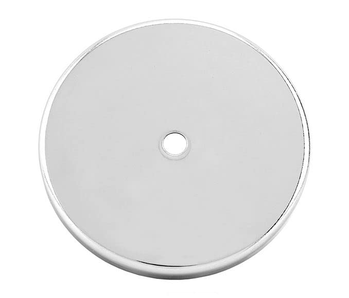 Walker Partners Round Base Cup Magnet with Hole for mounting, 50 lbs Pulling Power 2.4 inch Diameter 4-Pack, Chrome