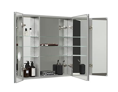 AQUADOM Royale 48in x 30in x 5in 3 Doors, Medicine Cabinet Integrated 3X Magnifying Mirror