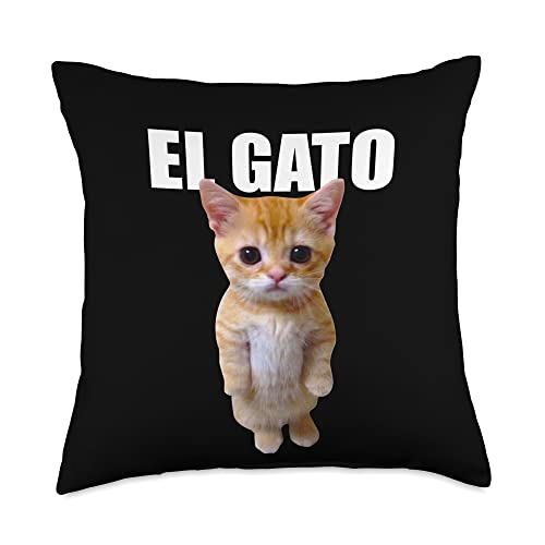 El Gato Meme Sad Crying Cat Munchkin Kitty Meme Trendy Throw Pillow, 18x18, Multicolor