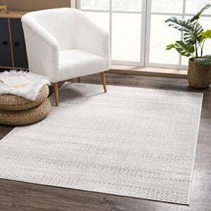 Hauteloom Tigris Moroccan Trellis Neutral Geometric Farmhouse Living Room Bedroom Area Rug - Distressed Rustic Pattern - Southwestern Native American Look - Ivory, Beige, Cream, Gray - 3'11" x 5'7"