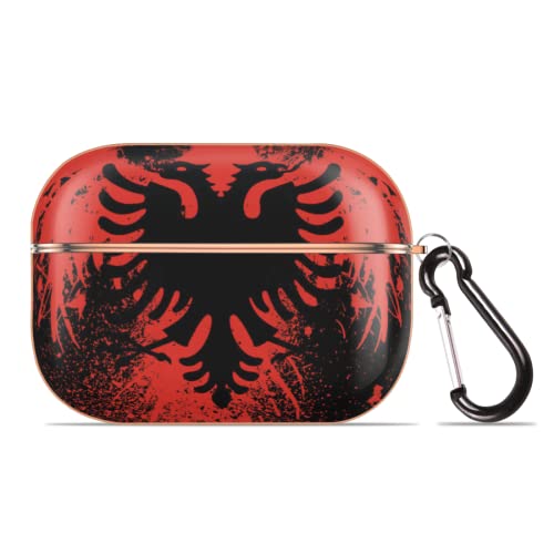 Compatible with Airpods Pro Case Cover 2019 - Albanian Flag Pattern, Protective Case for Apple AirPod Charging with Keychain Shockproof for Girls Women Men - Mistyrose