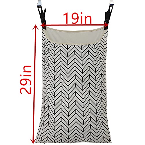 HDHYK Adjustable Space Saving Door Hanging Laundry Hamper Bag Dorm Laundry Bag,Wide Open Top Over The Door Laundry Hamper with Free Hanging Hooks