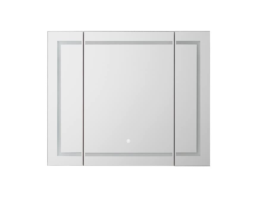 AQUADOM Royale Plus LED Medicine Mirror Cabinet 36in x 30in x 5in 3 Doors, Recessed Surface Mounted, Defogger, LED 3X Makeup Mirror, Electrical Outlets, Interior LED Light