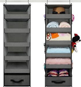 licode 66lbs-capacity hanging closet organizer, collapsible hanging closet shelves, hanging purse handbag organizer for closet & rv,42.5" h x 12.2" w x 13.6" d, 1-pack a grey