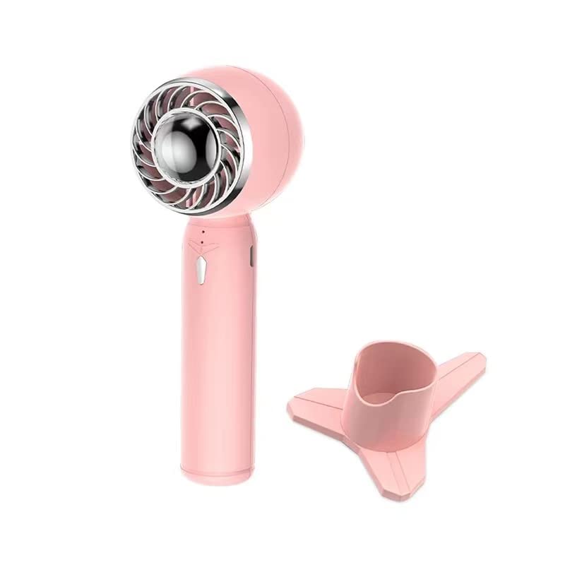 Mini Small Handheld Fan Portable USB Rechargeable Super Turbo High-Performance Fan with Base ,3-6 Hours Operated 1200mAh fan (pink)