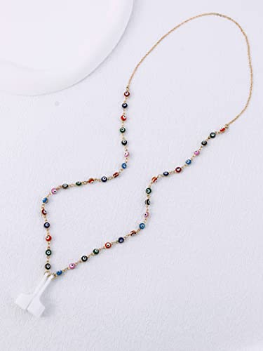 Female Magnetic Anti-Lost Straps Holder Gold Chain Colorful Eye Beads Necklace Leash String for Airpods Pro 3 2, 72cm (Colorful Beads), 28.35X0.43X0.43inches (FDL-001)