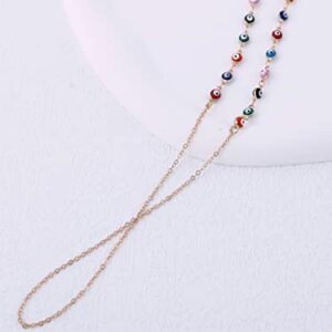 Female Magnetic Anti-Lost Straps Holder Gold Chain Colorful Eye Beads Necklace Leash String for Airpods Pro 3 2, 72cm (Colorful Beads), 28.35X0.43X0.43inches (FDL-001)