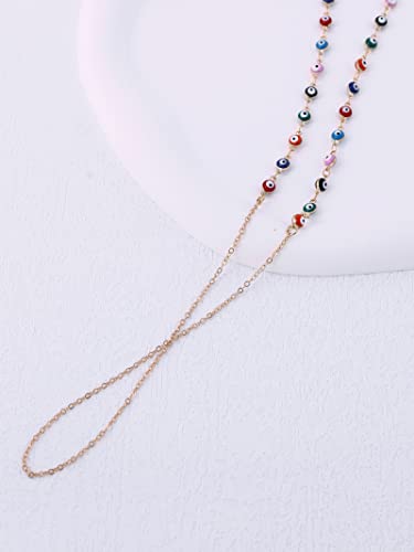 Female Magnetic Anti-Lost Straps Holder Gold Chain Colorful Eye Beads Necklace Leash String for Airpods Pro 3 2, 72cm (Colorful Beads), 28.35X0.43X0.43inches (FDL-001)