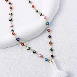 Female Magnetic Anti-Lost Straps Holder Gold Chain Colorful Eye Beads Necklace Leash String for Airpods Pro 3 2, 72cm (Colorful Beads), 28.35X0.43X0.43inches (FDL-001)