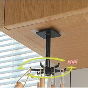 4 PCS Kitchen Utensil Holder 360 Degrees Rotating Folding Hook Self-Adhesive、No Punching 180 Degrees Vertical Flip Hook Waterproof Kitchen Hooks for Hanging for Home Bathroom Kitchen Towel (Black)