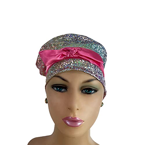 European Style Ribbon – Tie-Dye Holographic. - Scrub Hat for Women & Men tie Back | Working Cap with Holder. Bouffant, Scrub Hats for Women, Unisex Surgical Caps, Nurses Hats | Dr. Hats