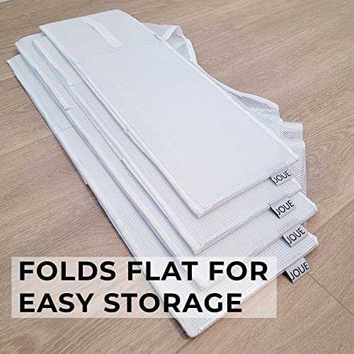 Joue Closet Drawer Organizers 4 Pcs. Premium, Extra-Sturdy, Mesh Organizational Dividers for Clothes Storage. White Wardrobe Dresser Clothing Grid System for Tshirts, Jeans, Leggings. 2 Small, 2 Large