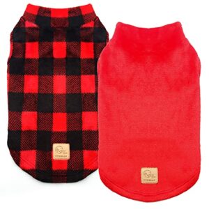 cyeollo 2 pack dog sweater jacket flannel dog vest buffalo plaid sweatshirt cold weather coats warm dog clothes dog sweaters for small dogs apparel