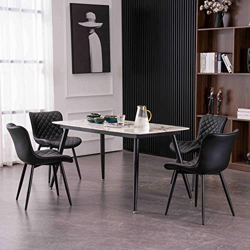 Kidol & Shellder Dining Chairs Kitchen Dining Room Chairs Set of 2 Modern Upholstered Living Room Chairs Faux Leather Vanity Chair Comfortable Contemporary Dining Chair (Black),3 Mins Quick Assembly