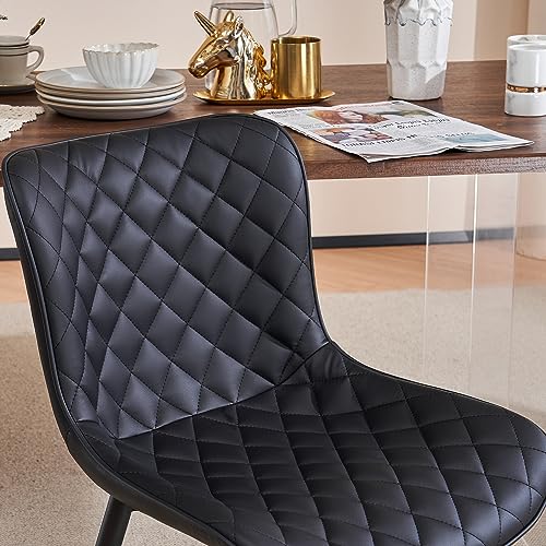 Kidol & Shellder Dining Chairs Kitchen Dining Room Chairs Set of 2 Modern Upholstered Living Room Chairs Faux Leather Vanity Chair Comfortable Contemporary Dining Chair (Black),3 Mins Quick Assembly