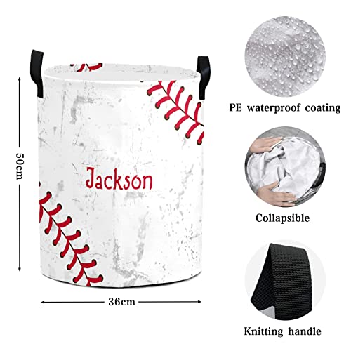 CustomLife Baseball Sports Personalized Custom Laundry Hamper Storage Basket Collapsible for Living Room Bathroom Bedroom 14.17 X 19.69 inches