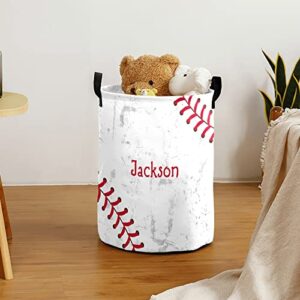 CustomLife Baseball Sports Personalized Custom Laundry Hamper Storage Basket Collapsible for Living Room Bathroom Bedroom 14.17 X 19.69 inches