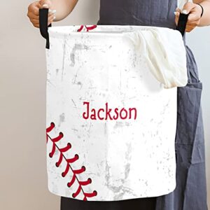 CustomLife Baseball Sports Personalized Custom Laundry Hamper Storage Basket Collapsible for Living Room Bathroom Bedroom 14.17 X 19.69 inches