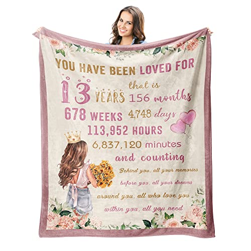 Peliny Chrid 13 Year Old Girl Gifts for Birthday Throws Blanket 60"X50" - Gifts for 13 Year Old Girls - 13th Birthday Gifts for Teen Girls - 13th Birthday Decorations for Girls Gift Ideas