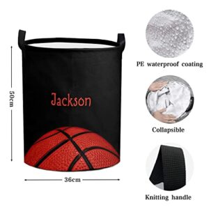 Basketball Stripe Personalized Custom Laundry Hamper Storage Basket Collapsible for Living Room Bathroom Bedroom