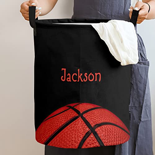 Basketball Stripe Personalized Custom Laundry Hamper Storage Basket Collapsible for Living Room Bathroom Bedroom