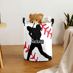 CustomLife Sports Baseball Customized Dirty Clothes Laundry Basket with Knitting Handle Clother Bag 19.69''(H) x 14.17''(W)