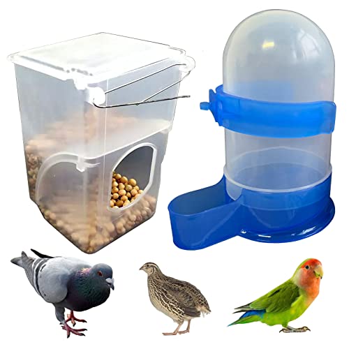 Automatic Pigeon Bird Feeder and Water -Parrot Feeder Water Cage Accessories Supplies for Parakeet Canary Cockatiel Finch