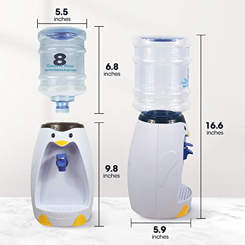 Mini Water Dispenser 2.5 Liters and 8 Glasses of Water. This Small Water Dispenser is Suitable for Libraries and Children's Room, Desk. It can be Used as a Toy or Gift for Children (White)