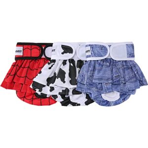 avont 3 pack washable dog diapers female (s/8-13.5"), reusable dog period diapers cover, female dog diapers for heat cycle, incontinence, girl dog diapers dress -red/blue/white