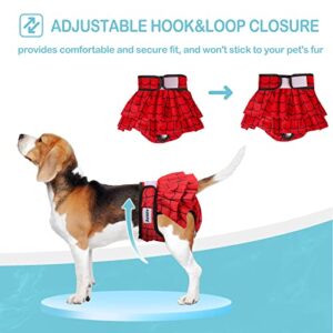 Avont 3 Pack Washable Dog Diapers Female (S/8-13.5"), Reusable Dog Period Diapers Cover, Female Dog Diapers for Heat Cycle, Incontinence, Girl Dog Diapers Dress -Red/Blue/White