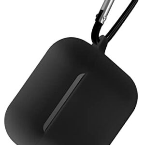 Geiomoo Silicone Case Compatible with Skullcandy Indy Evo, Protective Cover with Carabiner (Black)